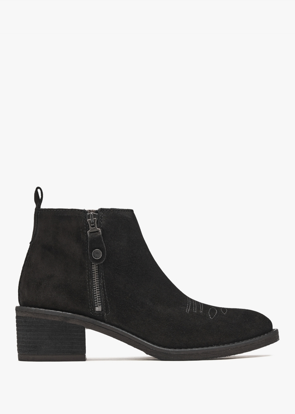 ALPE Ackie Black Suede Western Ankle Boots Size: 41, Colour: Black Sue