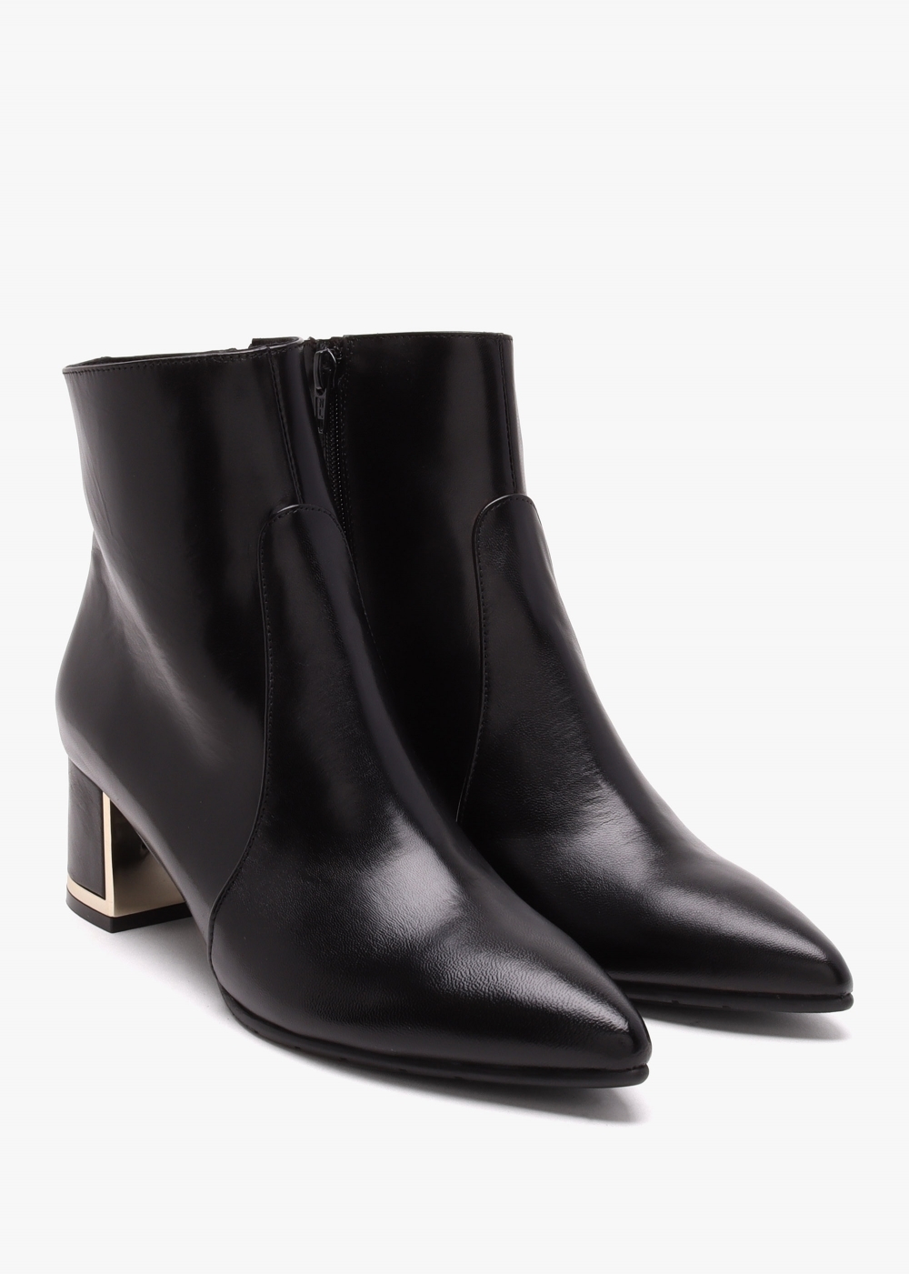 LUCA GROSSI Black Leather Block Heel Ankle Boots Colour: Black Leather