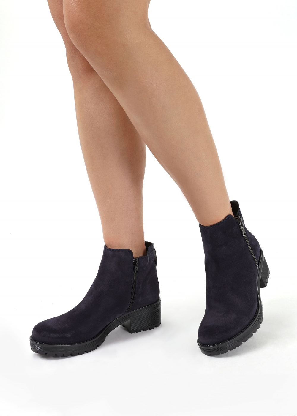 DANIEL Locky Navy Suede Block Heel Ankle Boots Size: 40, Colour: Navy