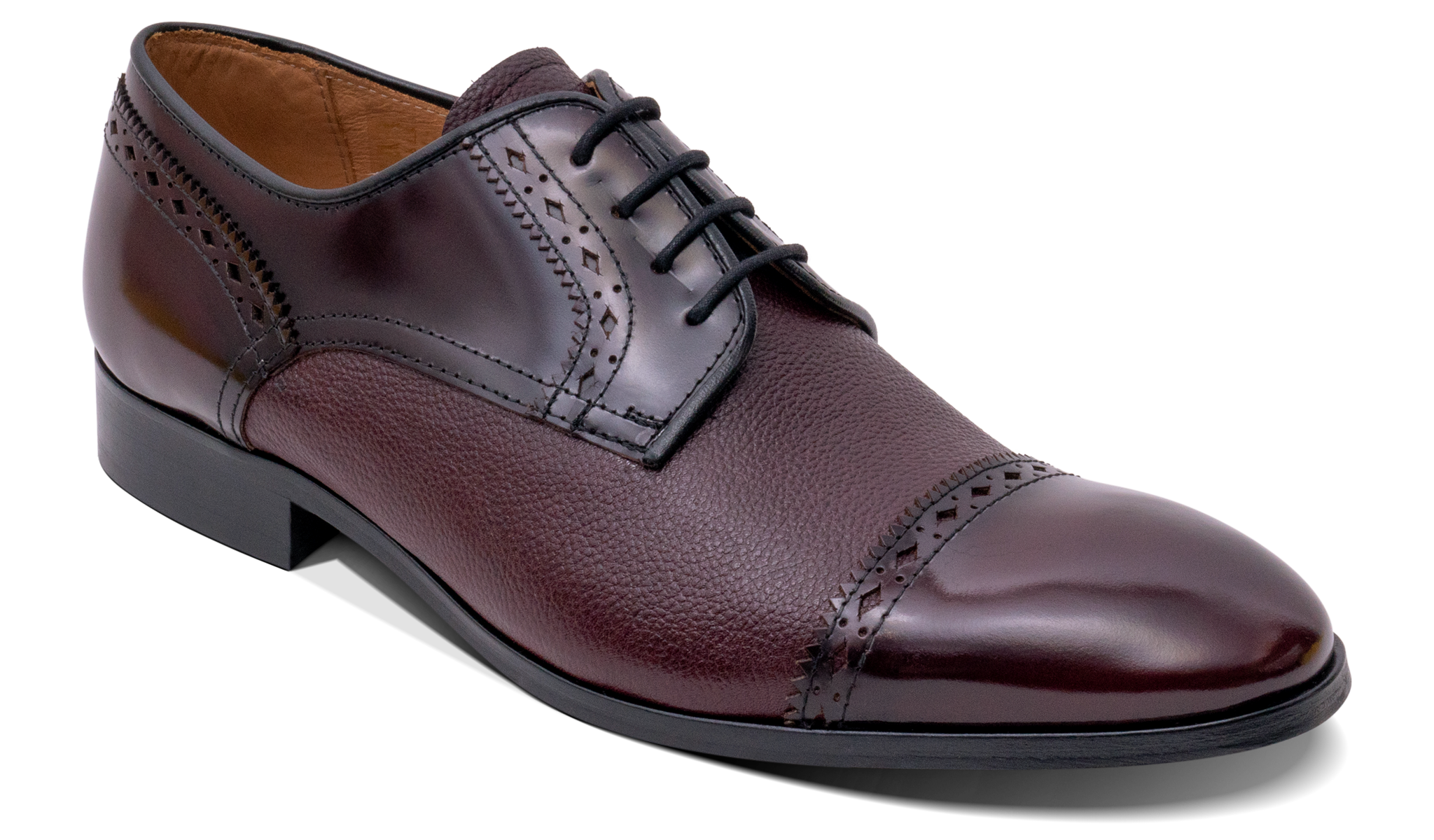 Barker Ashbourne - Burgundy Hi-Shine/Grain Derbys - Footwear UK