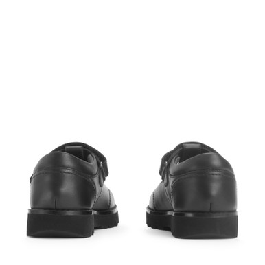 Start-Rite Locket, Black leather girls rip-tape T-bar school shoes