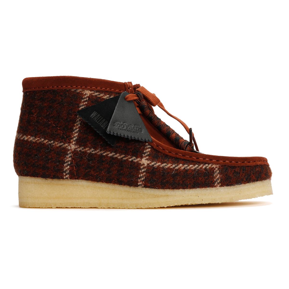 Buy Clarks Originals Wallabee Harris Tweed Men's Rust Boots new